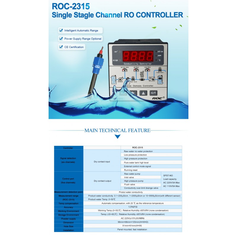 Sterownik RO z konduktometrem ROC-2315 (dużo funkcji) (CCT-7320)
